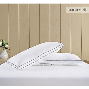 LANE LINEN Gusseted Soft Bed Pillows Standard Size Set of 2 for Sleeping, Back, Stomach or Side Sleepers, Down Alternative, White - 20 x 26 Inches