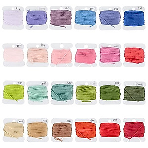 PH PandaHall 24 Skeins 6-Ply Embroidery Floss 1mm Cross Stitch Threads 24 Colors Friendship Bracelets Floss Crafting Arts Embroidery Strings for Necklace Hair Wraps Sewing Craft, 8.7~10.9 Yard/Card