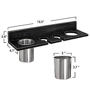 DORAMII Bathroom Wall Mount Hair Dryer Holder Hair Care & Styling Tool Organizer, Farmhouse Wooden Beauty Hair Appliance Holder for Flat Iron, Curling Wand, Hair Straighteners, Brushes,Black