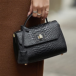 ZOOLER Full Genuine Leather Shoulder Bags Tote Bags Women Handbag Totally Skin Top Handle Purses #WG385 (black)