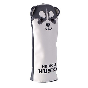 PLUSKER 1PC Golf Club Head Cover for Hybrid Synthetic Leather with Husky Pattern Design Creative Golf Headcover