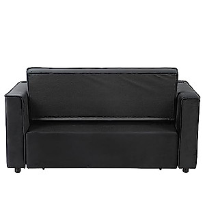 4 in 1 Convertible Pull Out Sleeper Sofa Bed,Adjustable Loveseat Armchair Single Couch Chair with Cup Holder,USB Port,Side Pocket&Pillows for Living Room Apartment Small Space Furniture Set