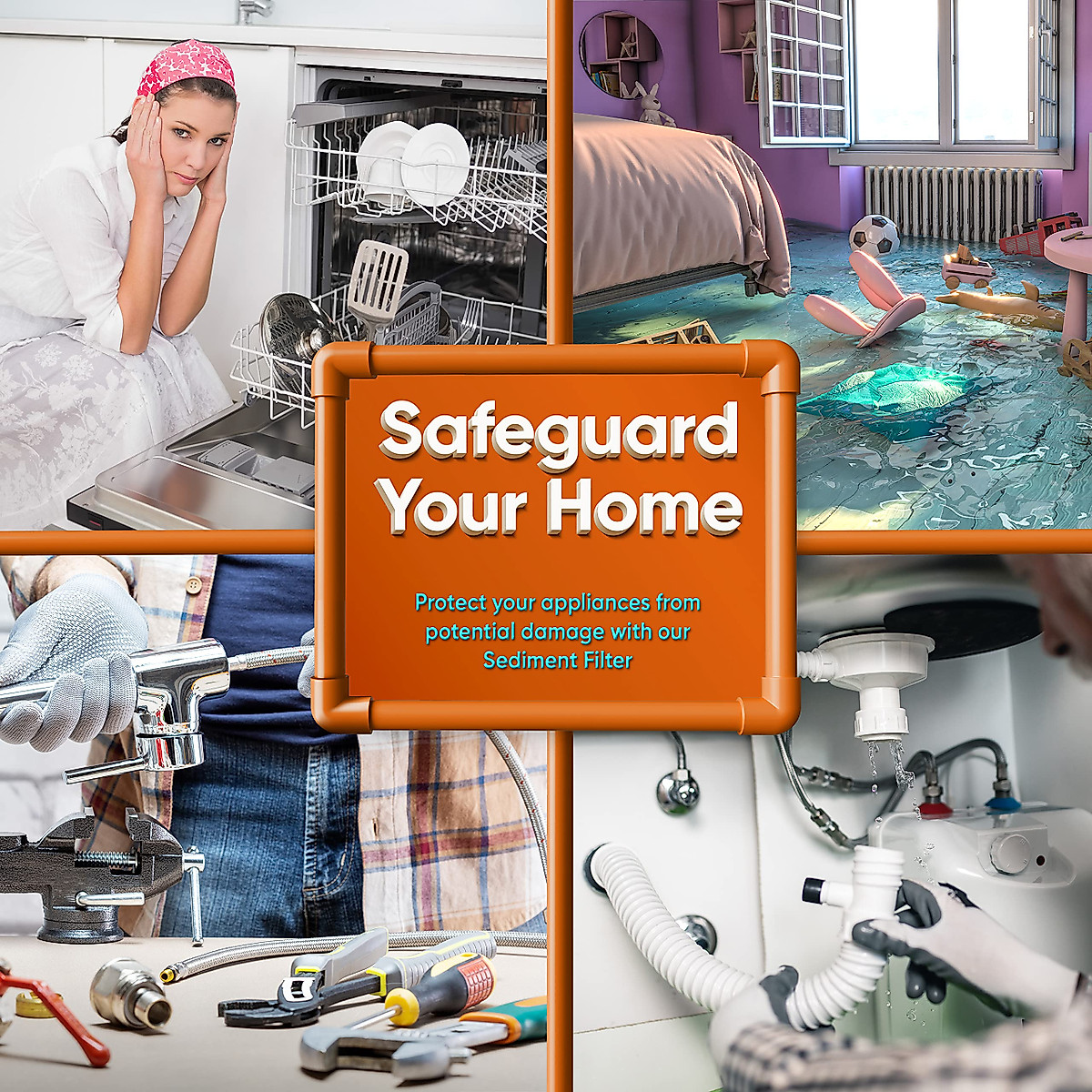 Aquaboon 50 & 200 Micron Reusable Spin Down Sediment Filter for Well Water AB-PF50M Whole House Sediment Water Filter System 1" MNPT+3/4" FNPT - Sediment Trap Pre-Filtration - Water Prefilter System