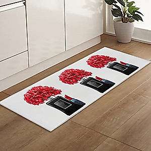 Kitchen Mats for Floor, Watercolor Black Perfume with Red Flower Lipstick Backed Rubber Dots Rugs,Non Slip,Absorbant Runner Rugs for Hallway Entryway,Kitchen,Laundry 1 pcs 15.7x47.2 Inch