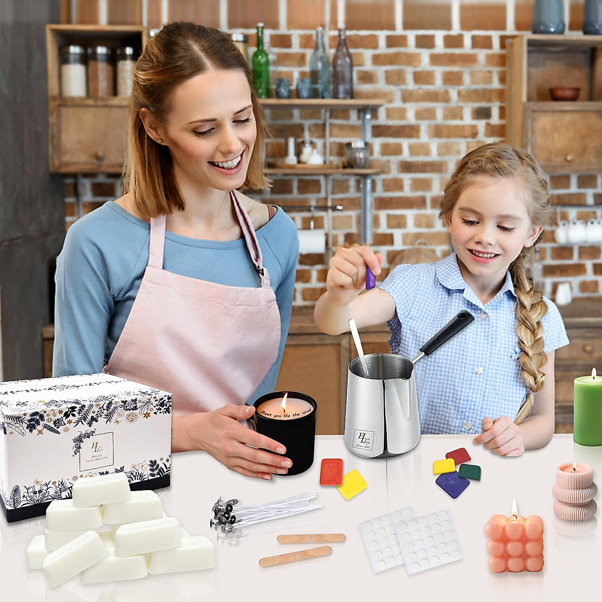 Candle Making Kit for Adults, Candle Making Supplies, Soy Wax Candle Making Kit for Making Soy Candle,Soy Wax for Candle Making,Candle Soy Wax Kit Including Candle Wax Dyes,Candle Wicks,Wick Stickers