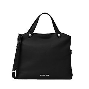 MICHAEL Michael Kors Womens Hyland Leather Satchel Handbag Black Medium