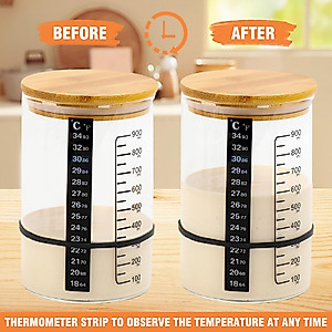 Wnxise Sourdough Starter Kit, 34OZ Reusable Sourdough Starter Jar, Home Sourdough Bread Baking Supplies with Date Marked Feeding Band, Thermometer, Silicone Scraper, Sticker, Marker Pen Bamboo Lid