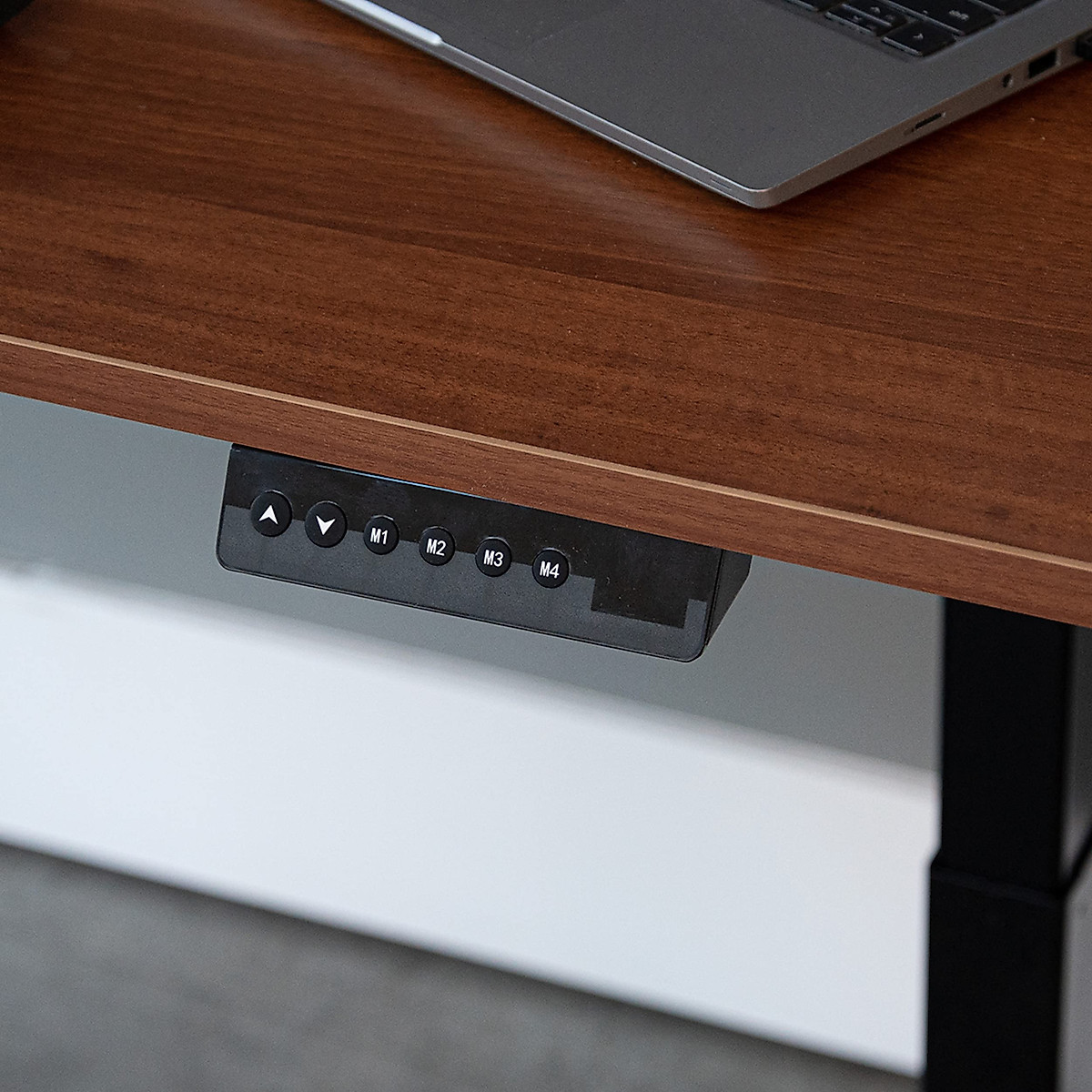 Stand Up Desk Store Electric Adjustable Height Standing Desk with Programmable Memory (Black Frame/Teak Top, 60" Wide)