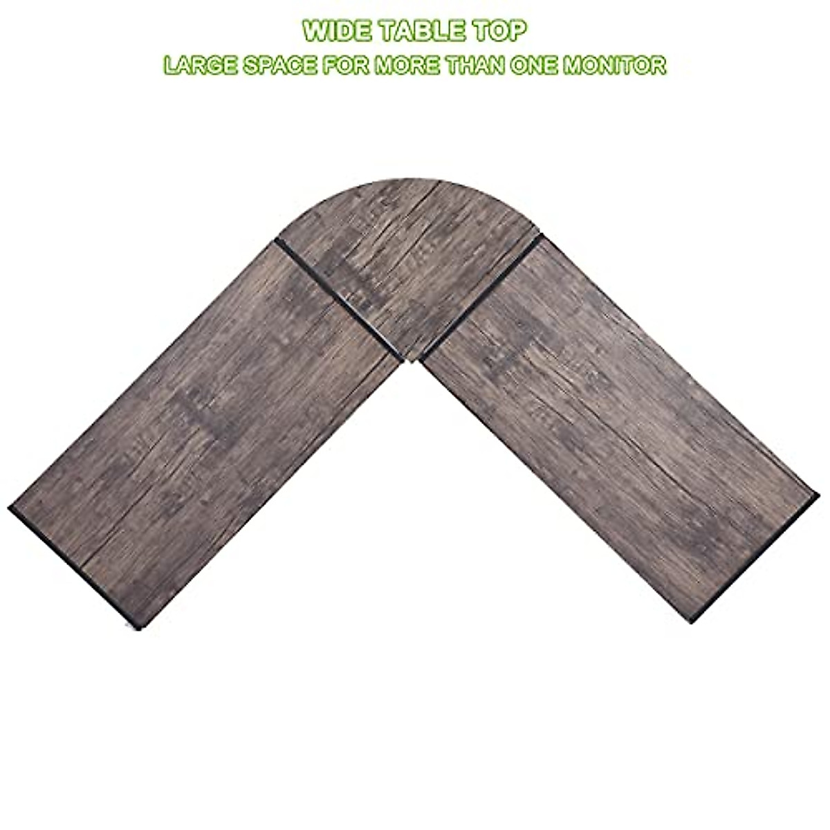 Geniqua 3-Piece L-Shaped Wooden Computer Folding Table Corner Desk Space-Saving Industrial Style PC Laptop Desk for Workstation Home Office