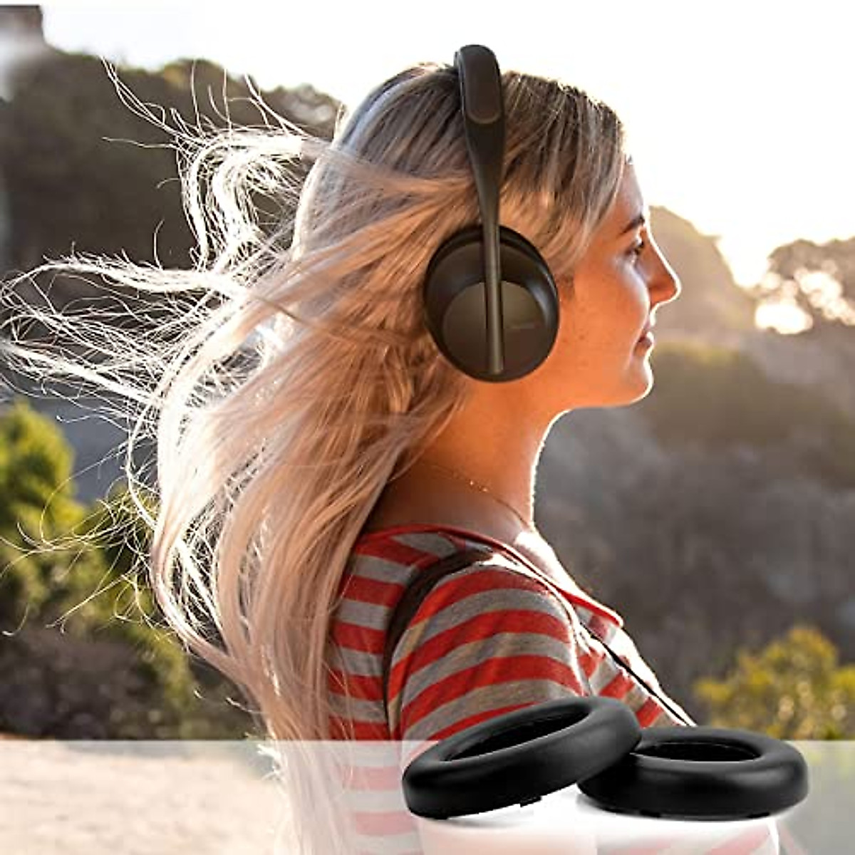 ELZO Replacement Earpads Compatible for Bose NC700/Bose QuietComfort Ultra, Premium Softer Leather Cushions, High-Density Noise Cancelling Foam (Black)