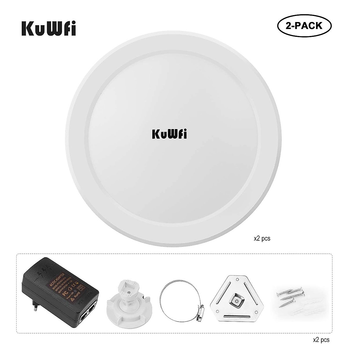 Outdoor Wireless Ethernet Bridge, KuWFi Long Range 5KM 11ac WiFi Bridge Point to Point Outdoor Get Faster Signal Built in Strong Powerful Antenna 5.8G High Speeds for starlink router丨2-Packs
