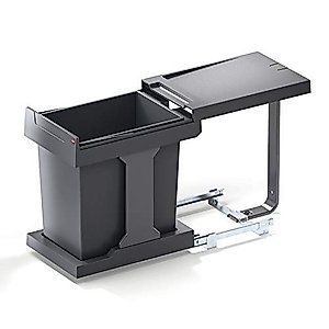 Hafele Solo 502.43.300 (New Version) Pull-Out Trash Can with Lid Hailo Easy Cargo 20 Liters (5.28 gal), Capacity 21 qts