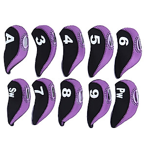 10PCS Iron Club Putter Head Covers Headcover Set Neoprene Black Number Convenient Universal Headcover Accessory