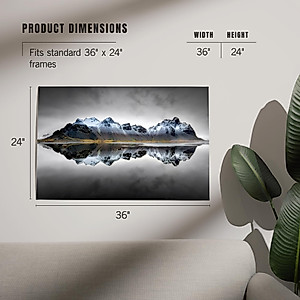 Lantern Press 24x36 Inch Giclee Art Print Wall Decor, Vesturhorn, Iceland, Reflection