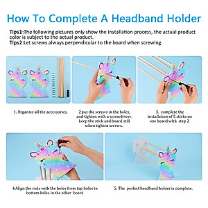 Basumee Girls Headband Holder Organizer Hair Hoop Headband Display Stand Unicorn Hairband Stand Organizer Headband Storage Home Room Decors for Girls, Rainbow