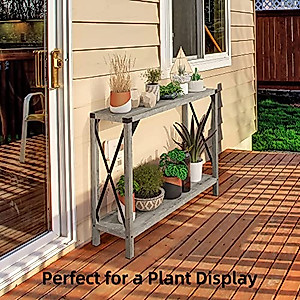 IDEALHOUSE 43 Inch Narrow Console Table, 2-Tier Wood Accent Sofa Table Furniture for Entryway, Living Room, Hallway, Easy Assembly (Grey, 43" X 11.8" X 30")…