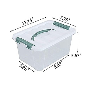 Leendines 6 Pack Small Container Bins, Clear Plastic Storage Boxes with Lids, 11.14''L x 7.75''W x 5.67''H