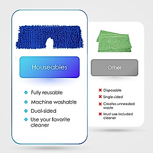 Houseables Flip Mop Refill, Dual Sided Sweeper, 19.5x6, 3 Pack, Blue, Chenille Microfiber, Premium Cleaning Supplies, Upgraded Version, Duster, Floor Cleaner, Easy Squeeze, Hardwood, Tile