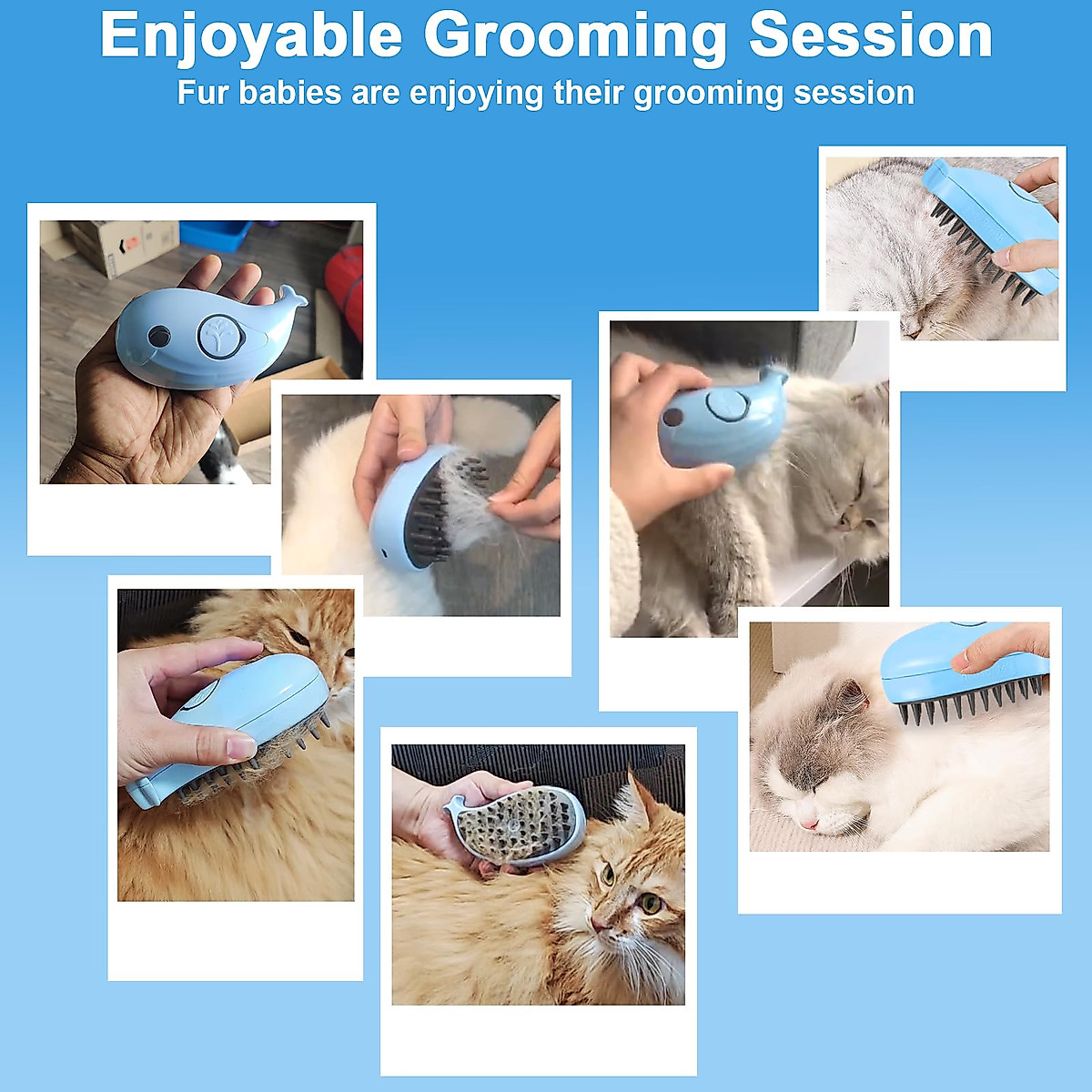 Nepfaivy Cat Steam Brush for Shedding - 3 in 1 Pet Steam Brush for Dog and Cat, Rechargeable Steamy Cat Brush, Spritz Defur Comb for Cats, Steamer Brush for Massage, Grooming and Removing Loose Hair