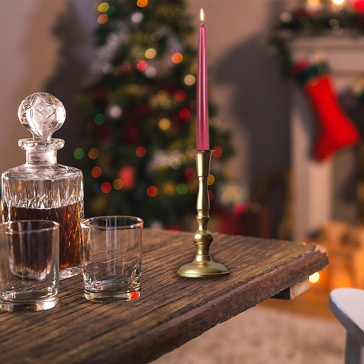 Taper Candles, Dripless Smokeless Long Tall Tapered Candle, Red Glossy Metal Style 10 inch Set of 4 Taper Candles for Wedding Advent Home Decor Dinner Christmas