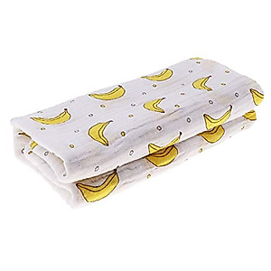 Muslin Swaddle Square Blankets Baby Receiving Blanket Wrap Swaddle Towel for Girl Shower Gift - Banana