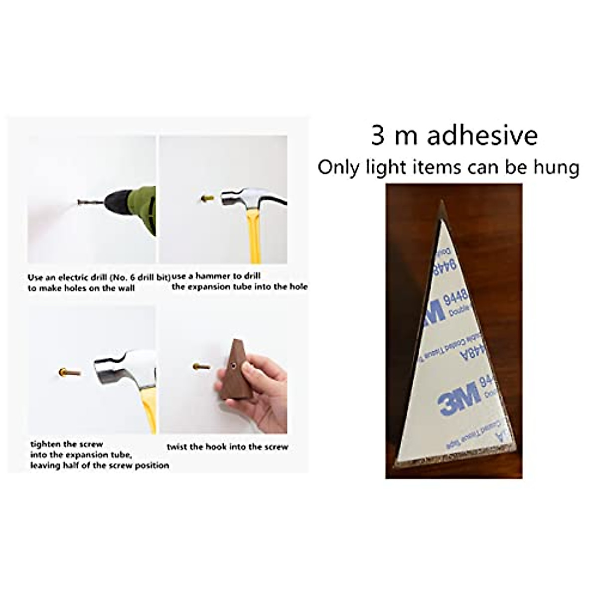 4 Pack Wall Hooks, Natural Black Walnut Coat Hooks Wall Mounted Free from Punching Hooks for Hanging Bathroom Towels,Entryway Wall Hangers Hooks for Keys, Hats,Ties.（Brass Hook+ Black Walnut）