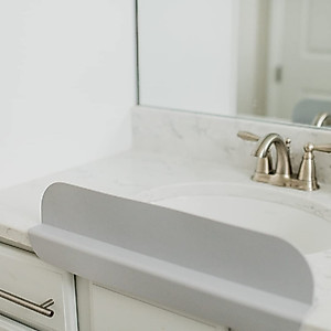 Dreamroo Silicone Sink Splash Guard and Edge Protector - suction cup base for kitchen, bathroom and island sinks (Light Gray)