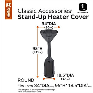 Classic Accessories Water-Resistant 34 Inch Round Stand-Up Patio Heater Cover, Patio Furniture Covers