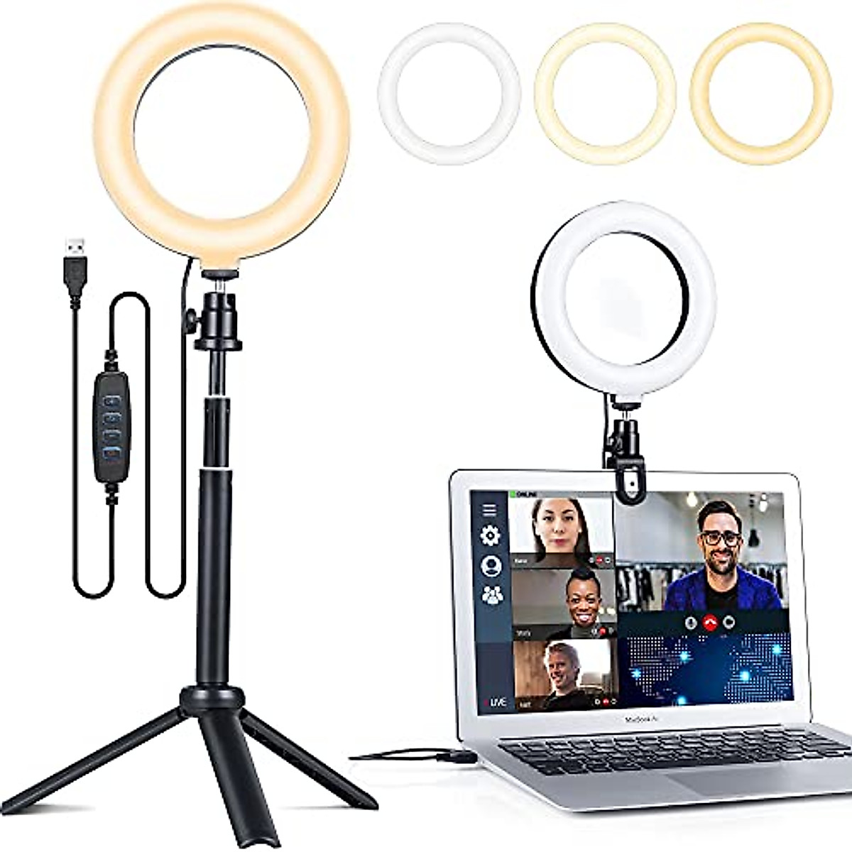 Webcam Ring Light for Laptop, 6 inch Zoom Lighting,Video Conference Lighting, MacBook Ipad Light for Teleworking/Zoom Calls/Self Broadcasting/Live Streaming/YouTube Video/TikTok