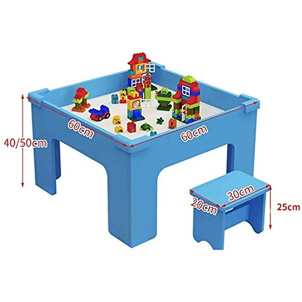 HIZLJJ 3-in-1 Kids Multi Activity Table Blue Craft and Construction Play Table Large Building Blocks Toy Perfect for Children 3 Years Old and Up,Size 60 x 60 x 50m Pink