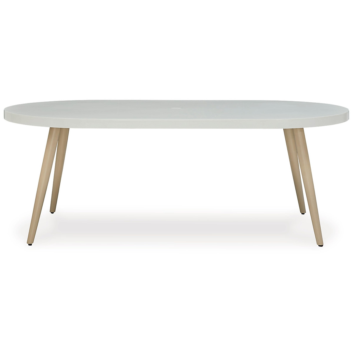 Signiture Design by Ashley Seton Creek Outdoor Dining Table, 80" W x 42" D x 29" H, White & Light Brown