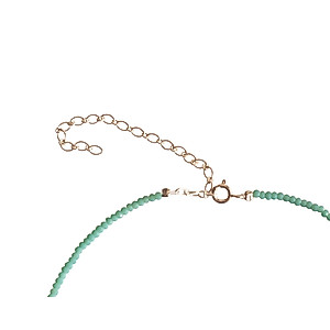 925 Sterling Silver Turquoise Color Glass Beaded & Pearl Choker Necklace for women, Length 13-17 inches / 32-41CM - Adjustable Small Dainty Necklace | Handmade by MiYa Jewelry creations