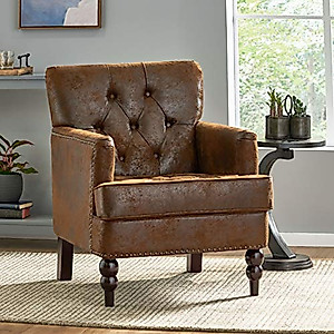 Christopher Knight Home Malone Tufted Club Chair, Brown 28D x 29.5W x 33.5H Inch