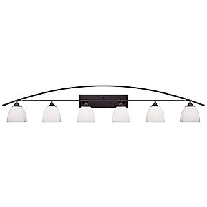 Franklin Iron Works Jenisen Arch Industrial Modern Wall Light Bronze Hardwired 62 3/4" 6-Light Fixture White Glass Shade for Bedroom Bedside Bathroom Vanity Living Room Hallway Dining House Home