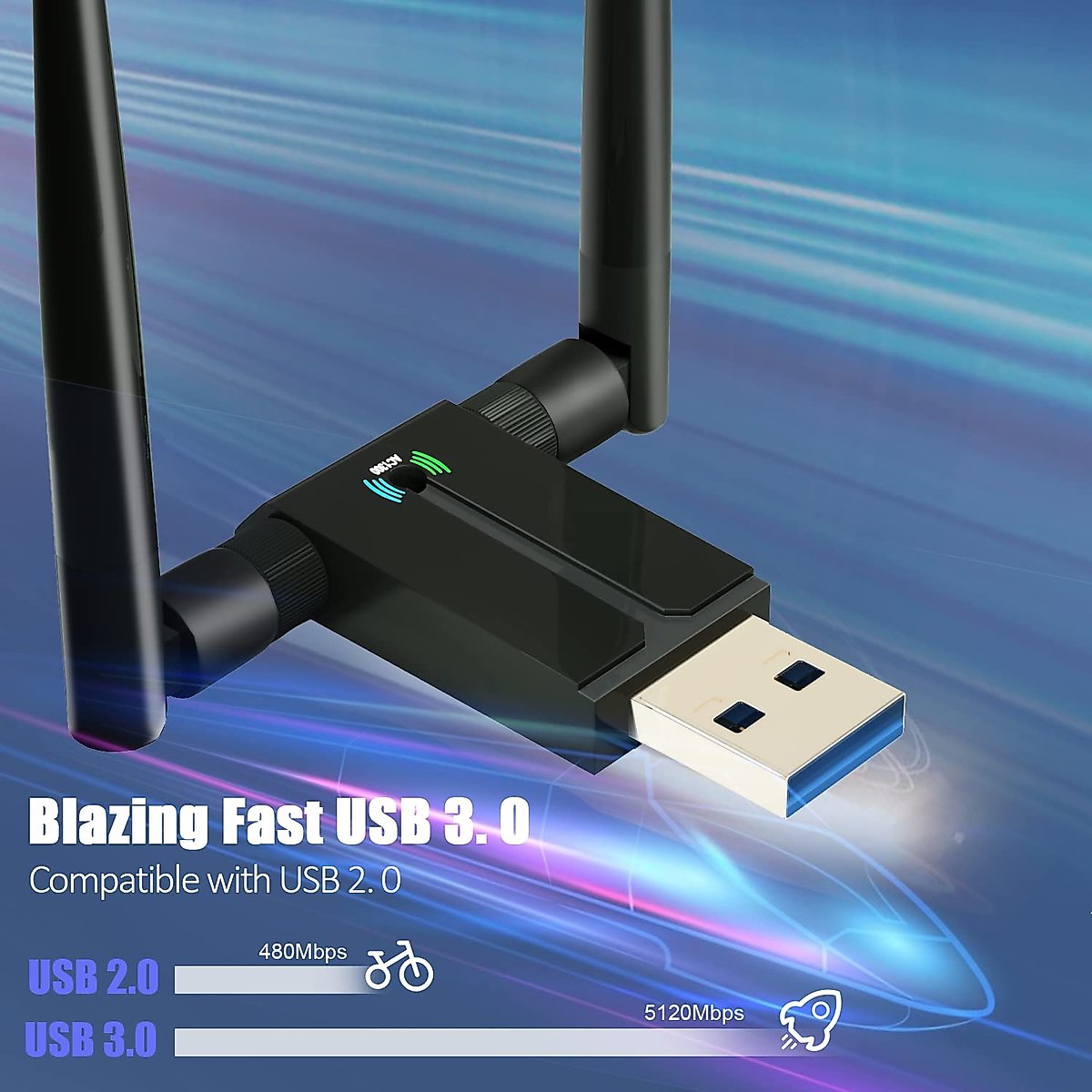 1300M WIFI Adapter for Desktop PC, ALINKVITE 2×5dBi Antenna Mini USB WIFI Adapter, USB 3 WIFI Dongle, 2.4/5GHz USB Network Adapter, WIFI USB Wireless Adapter for WIN 10/8/8.1/7/XP/Vista, Linux, Mac OS