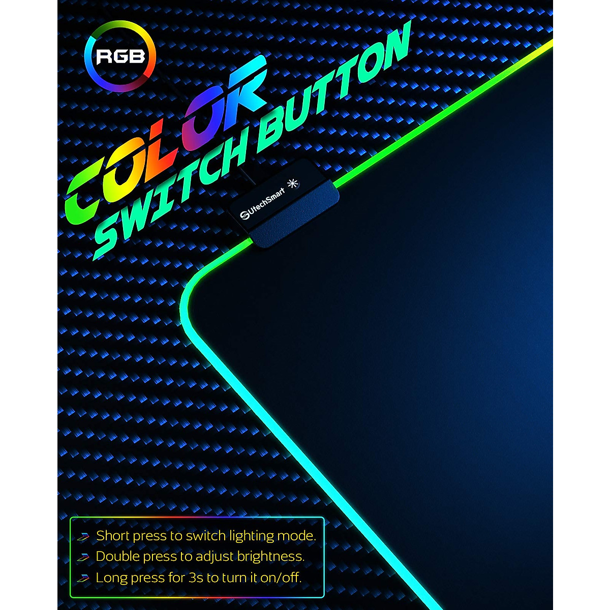 RGB Gaming UtechSmart Large Extended Soft Led Mouse Pad with 14 Lighting Modes 2 Brightness Levels, Computer Keyboard Mousepads Mat 800 x 300mm / 31.5×11.8 inches