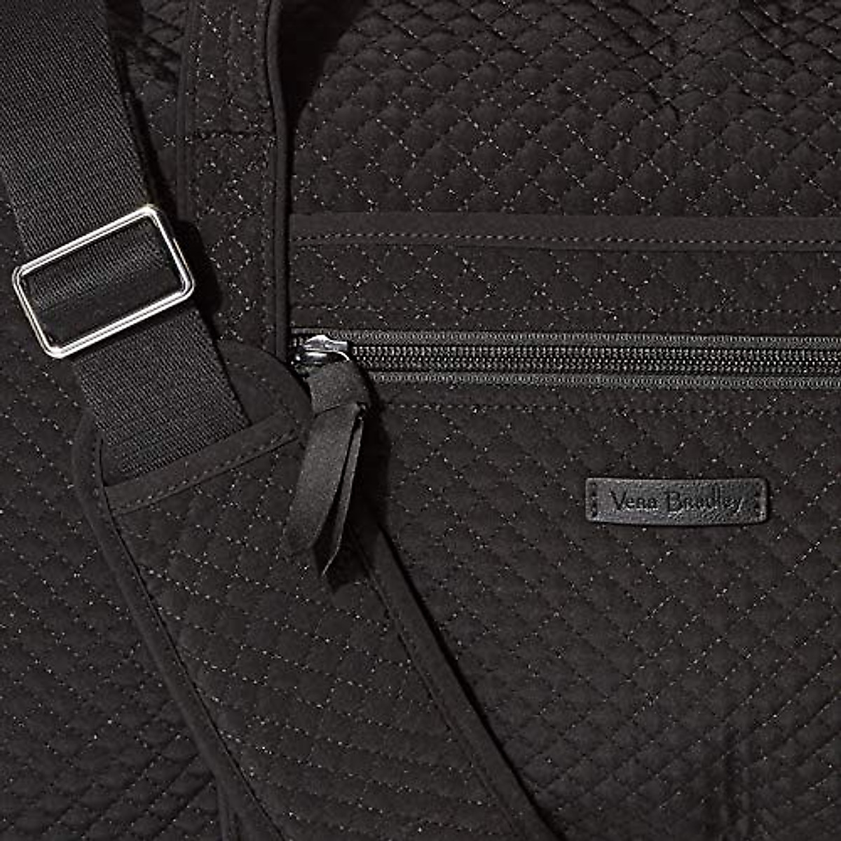 Vera Bradley Women's Microfiber Medium Travel Duffle Bag, Classic Black, One Size