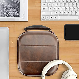 Geekria Shield Headphones Case for Lay Flat Over-Ear Headphones, Replacement Hard Shell Travel Carrying Bag, Compatible with Sennheiser Momentum 4 Leak, PXC 550 II Wireless Headsets (Brown)