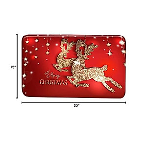 Shan-S Christmas Mat Non-Slip Floor Mats Bathroom Floor Carpet Merry Christmas Tree Reindeer Santa Claus Snowman Printed Ornament for Xmas Bedroom Home Living Dining Room Playroom (A)