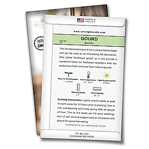 Sow Right Seeds - Bottle Gourd Seed for Planting - Non-GMO Heirloom Packet with Instructions to Plant and Grow an Outdoor Home Vegetable Garden - Ornamental Birdhouse Gourd - Wonderful Gardening Gift