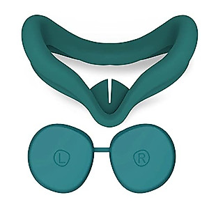 Protective Cover for Oculus/Meta Quest 2 Accessories, Silicone Controllers Grip Cover Protector, Soft Shell Skin with Face Cover and Lens Cover by Gwyoneaon (Green)