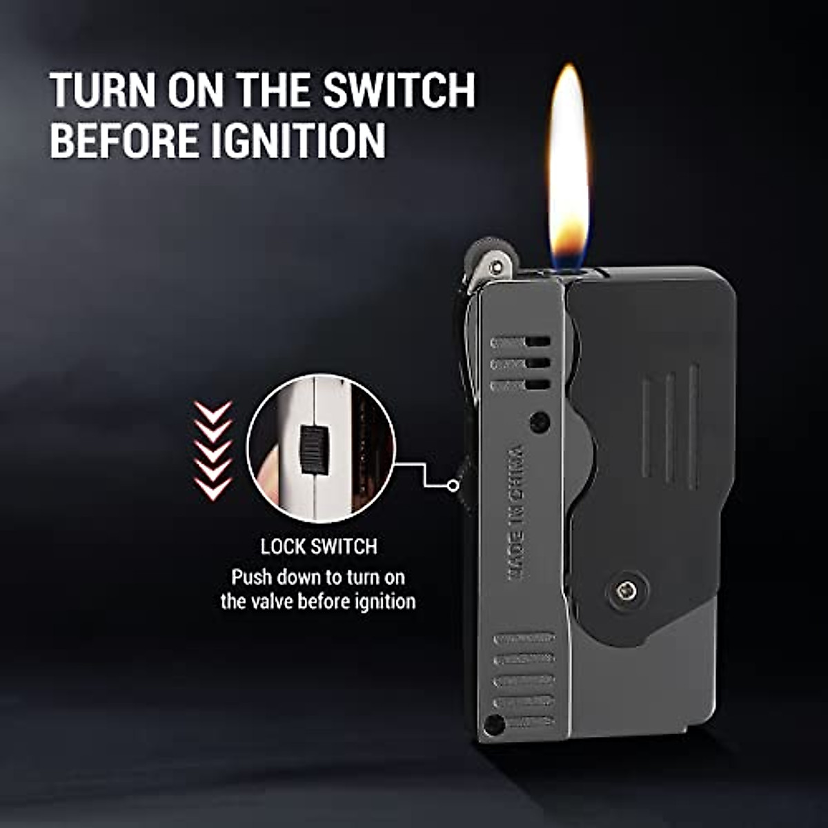 Morisk Torch Lighter Switchable Soft / Jet Flame, Butane Pipe Lighter Refillable with Lockable Function, Cool Foldable Lighters Unique Gift for Men(Butane Not Included)