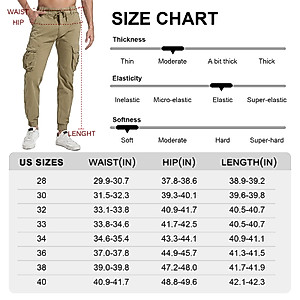 LEPOAR Men's Hiking Cargo Pants Joggers Slim Fit Stretch Lightweight Casual Work Pants with Pockets,Khaki 36