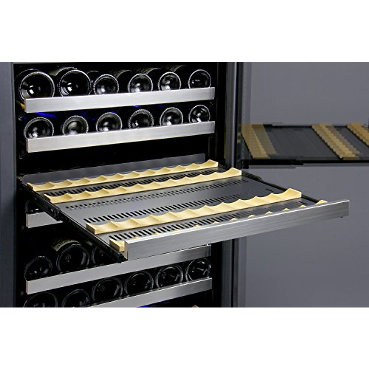 Allavino 24" Wide FlexCount II Tru-Vino 128 Bottle Single Zone Stainless Steel Left Hinge Wine Refrigerator