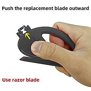 Moioee 2 Pack Snitty Safety Cutter, Car Vinyl Film Cutting Tool, Carbon Fiber Wrap Paper Decal Sticker Paper Slitte, Utility Knife with Razor Blade for Window Tint, Gift Paper, Craft (Black)