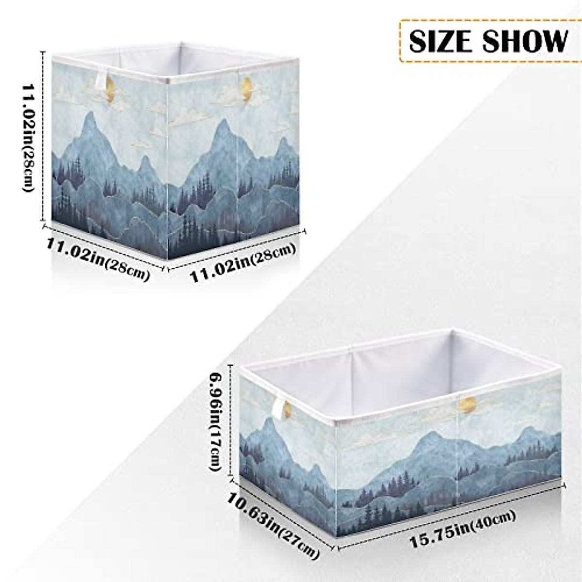 Kigai Mountain Cube Storage Bins - 11x11x11 In Large Foldable Storage Basket Fabric Storage Baskes Organizer for Toys, Books, Shelves, Closet, Home Decor