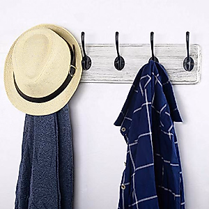 WEBI Coat Rack Wall Mounted,Wood Coat Hooks Wall Mounted,16’’ Hole to Hole,Coat Hanger Wall,Hook Rack Rail,5 Hooks for Hanging Coats,Hats,Jacket,Clothes