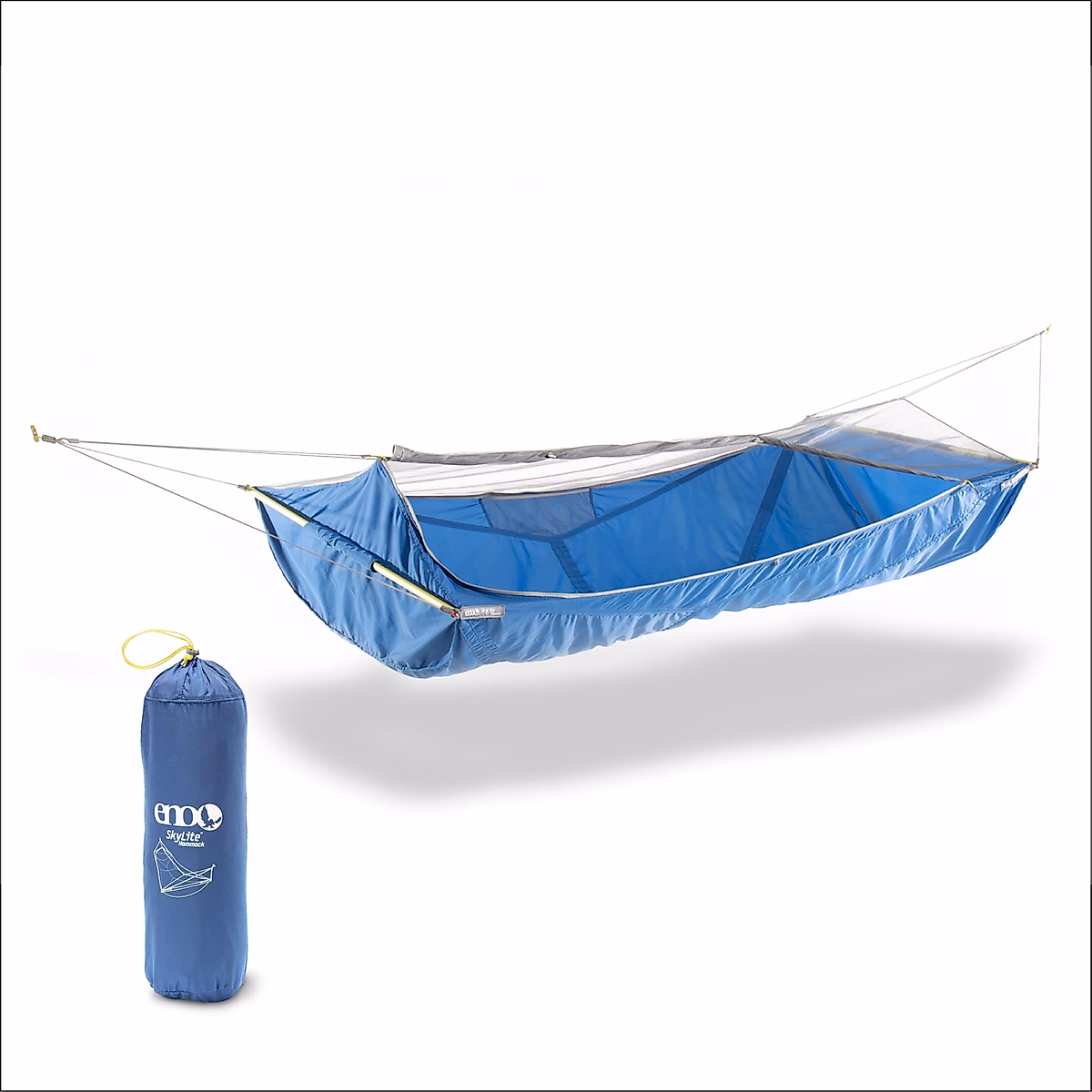 ENO SkyLite Hammock - 1 Person Flat, Portable Hammock - Integrated Hammock Bug Net - for Camping, Hiking, Backpacking, Travel, Festival, or The Beach - Pacific