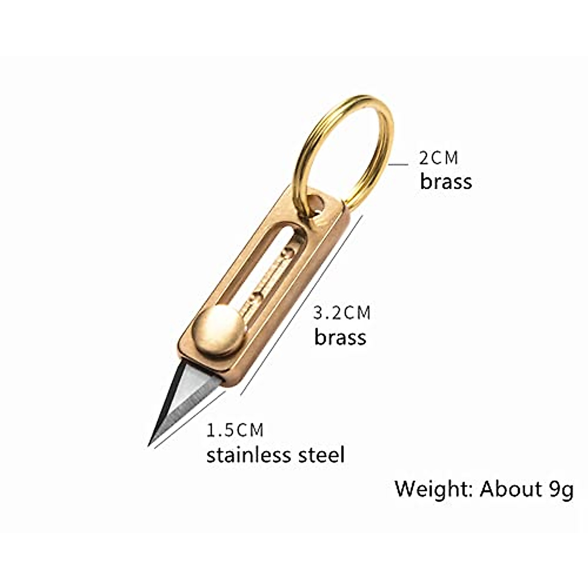 SZHOWORLD Ultra Small Brass Utility Knife, EDC Tiny Knife Box Opener with Stainless Steel Blade,Ultra Portable and Compact