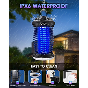 Bug Zapper Outdoor,15w Electric Mosquito Zapper with LED Light for Indoor,4200V Insect Fly Zapper Waterproof with 8.92ft Power Cord,Fly Trap Outdoor for Home,Patio,Backyard,Garden,Camping